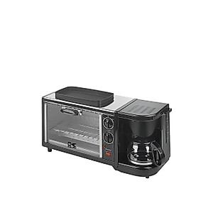 Kalorik Breakfast Set: 3-In-1 Coffee Maker/Oven/Griddle, Stainless/Black