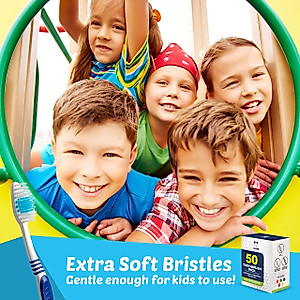 EcoFox Bulk Toothbrushes 50 Pack | Individually Wrapped Travel Toothbrush Set for Adults & Kids | Made with a Medium-Soft Large Brush Head | BPA-Free & Disposable!