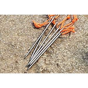 Tentock Titanium Tent Stakes 6pcs/Pack Ultralight Tarp Nails Hammock Pegs for Hard Ground Rock Granite with Reflective Loop (TT0144(16.5cm))
