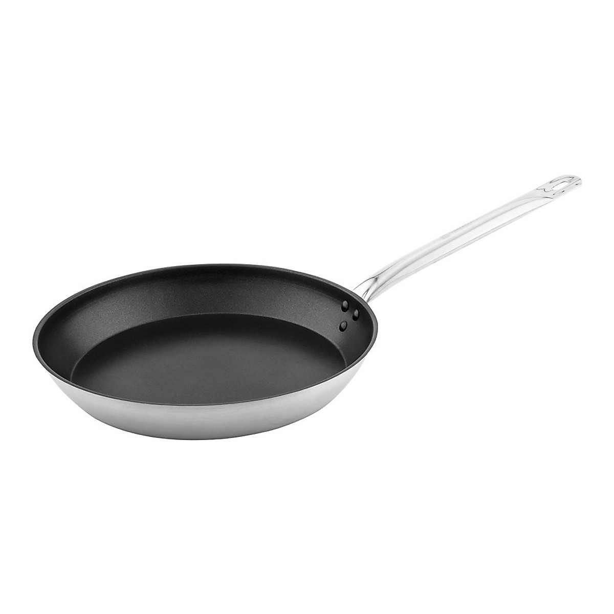 Restaurantware Met Lux 12.6 Inch Round Frying Pan 1 Non-Stick Frying Pan - Induction Ready Riveted Handle Stainless Steel Fry Pan Dishwashable Cookware For Homes or Restaurants
