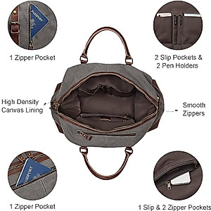 BLUBOON Canvas Overnight Bag Travel Duffel for Men and Women Weekender Tote (Dark Grey)
