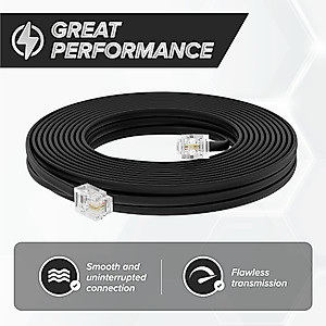 THE CIMPLE CO Phone Line Cord 50 Feet - Modular Telephone Extension Cord 50 Feet - 2 Conductor (2 pin, 1 line) Cable - Works Great with FAX, AIO, and Other Machines - Black