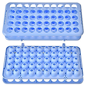 BIGLEE Plastic Test Tube Holder Rack with Silicone Pad for Test Tubes with a Diameter of Less Than 18MM, Detachable,Holes 50 (1 Pack)