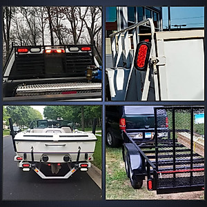 Nilight 6Inch Oval Trailer Tail Light with flush Mount Grommets Plugs w/Mounting Brackets 2PCS Red Waterproof Stop Brake Turn Trailer Lights for RV Truck, 2 Years Warranty