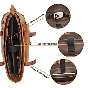 Top Handle Crossbody Purse Genuine Leather Shoulder Bag Work Totes for Women Purse Handbag with Back Zipper Pocket Large F031 (FB031)…