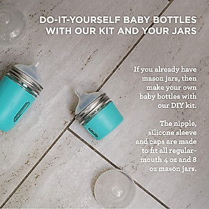 Mason Bottle 8 Ounce Glass Baby Bottles DIY Kit: Convert Your Mason Jars from Home, Non-Toxic, BPA and BPS Free, 100% Made in The USA
