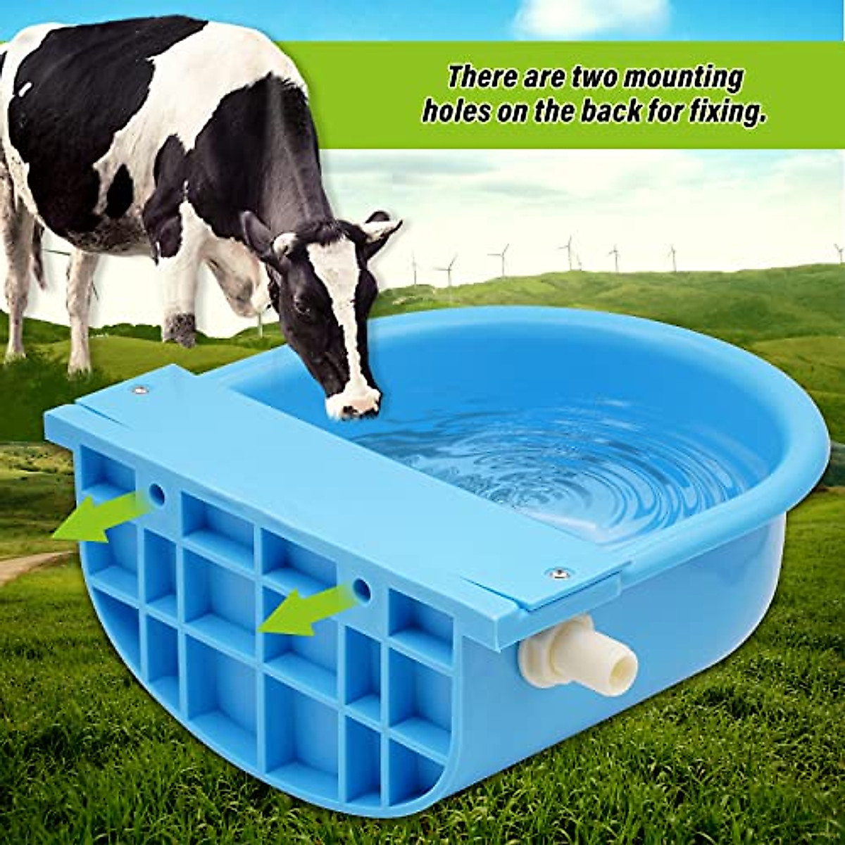 MINYULUA Automatic Waterer Bowl Large Live Stock Waterer Automatic Water Feeder Trough Bowl Dispenser Waterer Livestock Drinking Bowl for Cat Sheep Dog Horse Farm Supplies (Light Blue)