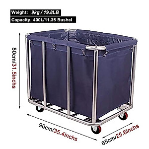 Large Laundry Cart With Wheels Heavy Duty Rolling Storage Basket Organizer 330Lb Load Truck for Large Family or Commercial Hotels and Hospital Laundry Room Transport Clothes and Linen Material