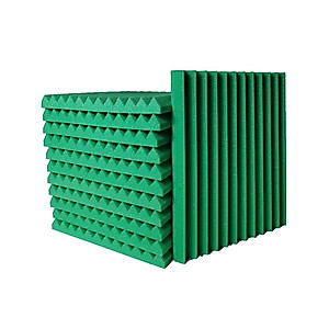Frcevzoie 52 PACK Acoustic Foam Panels 12”×12”×1” Indoor Sound Insulation Board, Suitable for Sound Training Room, Anchor Room, Movie Theater and All Acoustic Improvement (Black/Green)