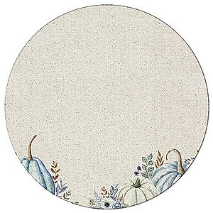 Thanksgiving Pumpkin Round Area Rug 6ft,Washable Outdoor Indoor Carpet Runner Rug for Bedroom,Kitchen,Living Room,Office,Area+Rug Large Bath Door Desk Floor Mat Blue White Fall Eucalyptus Leaves