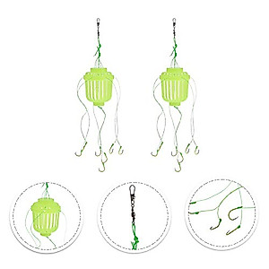 BESPORTBLE 2pcs Fluorescent Explosion Hook Lure Cage Carp Feeder Trap Fishing Hook Bait Feeder Trap Cage Fishing Bait Basket Lure Trap Hook Fishing Bait Hook Carp Fishing Feeder Bait Trap