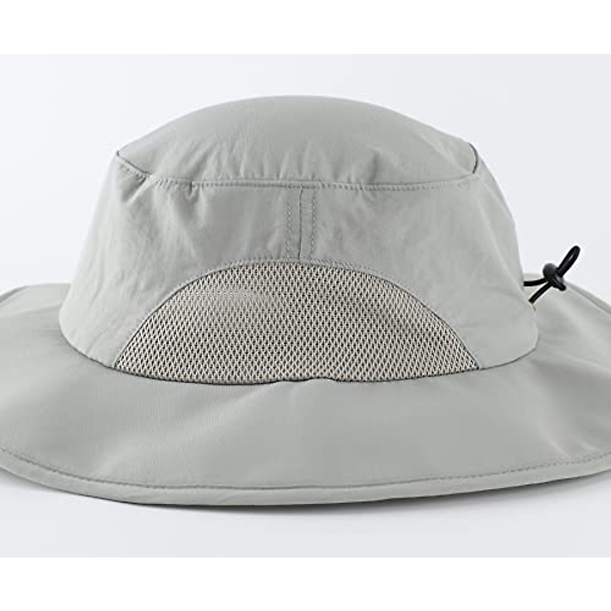 Home Prefer UPF50+ Mens Sun Hat Wide Brim Fishing Hat Airy Mesh UV Protection Hat Portable Bucket Sun Hat Light Grey