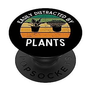 Retro Pots Easily Distracted By Plants | Botany Plant Lover PopSockets Swappable PopGrip