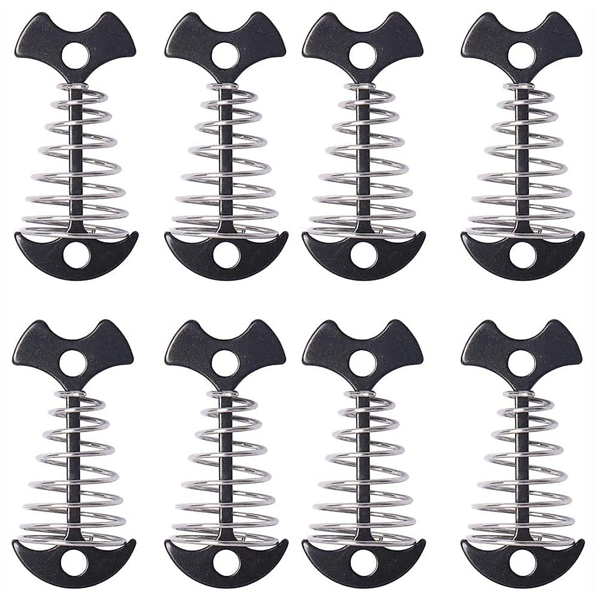 Alnicov 10Pcs Deck Plank Board Tent Stakes,Fishbone Deck Anchor Pegs with Spring Buckle for Outdoor Camping Hiking,Black