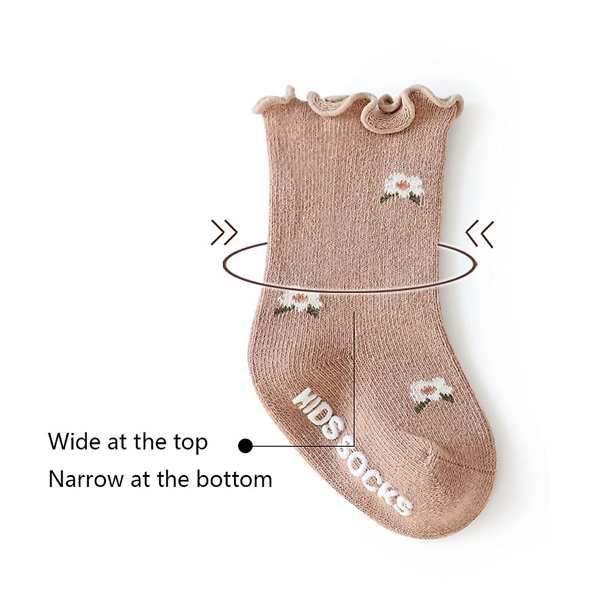 FYLuoke Baby Girls Ruffle Socks Toddler Ankle Floral Casual Socks Infant Non-Slid Dress Socks(5 Colors,1-3T)