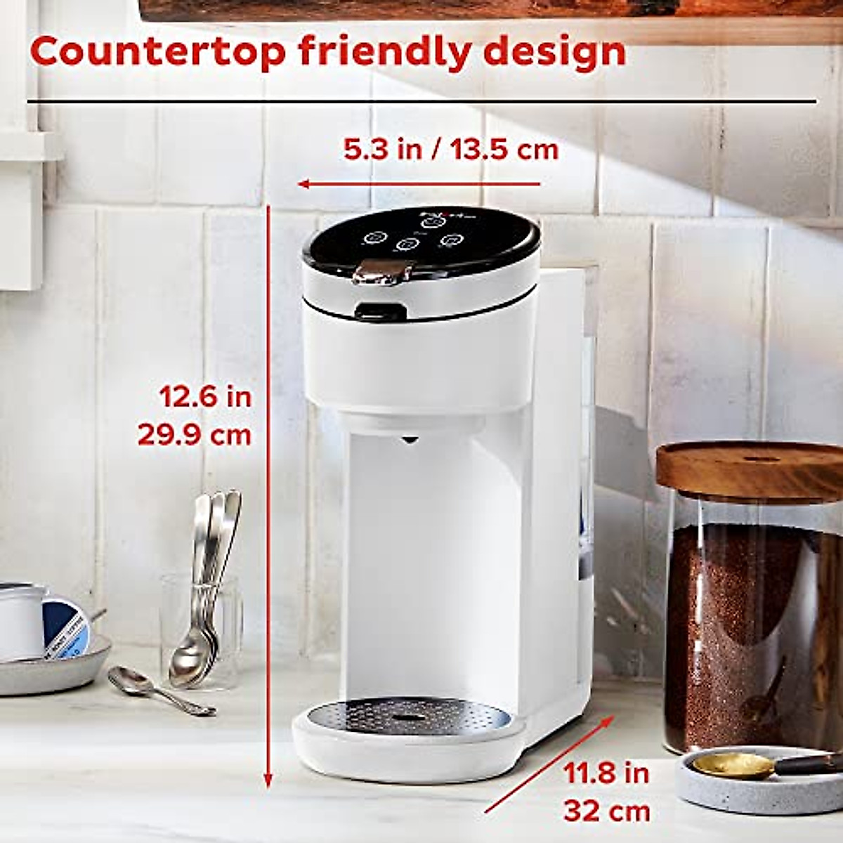 Instant Solo Single Serve Coffee Maker, From the Makers of Instant Pot, K-Cup Pod Compatible Coffee Brewer, Includes Reusable Coffee Pod & Bold Setting, Brew 8 to 12oz., 40oz. Water Reservoir, White