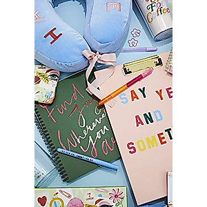 Ban.do Green Rough Draft Mini Spiral Notebook with Saying, 9" x 7" with Pockets and 160 Lined Pages, Find Joy