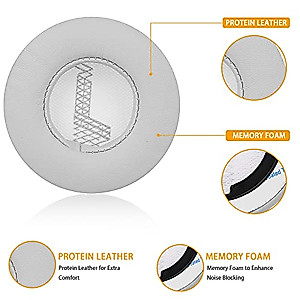 Jarmor Replacement Memory Foam & Protein Leather Ear Cushion Pads Cover for JBL E35 E35BLK E45 E45BT E45BTBLK On Ear Headphones ONLY (Gray)
