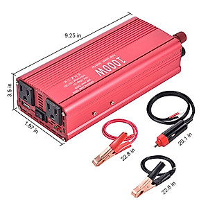 Suuonee Car, EBTOOLS 1000W /2000W Inverter 12V DC to 110V AC Car Converter with 2 AC Out