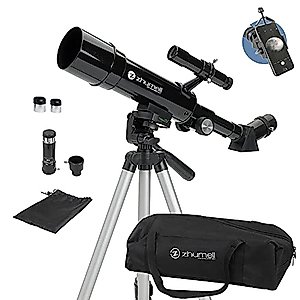 Zhumell - 50mm Portable Refractor Telescope - Coated Glass Optics - Ideal Telescope for Beginners - Digiscoping Smartphone Adapter