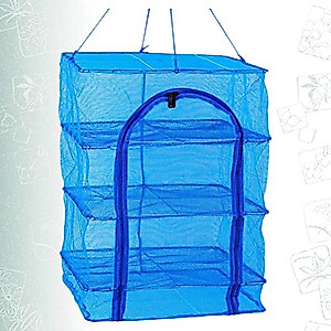 House Plants Outdoor Food Screen Foldable Drying Net Hanging Mesh Dryer Square Hanging Mesh Dryer for Shrimp Fish Fruit Vegetables (Four-Layer 66X40X40cm with Buckle) Drying Rack Clothing