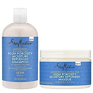 Shea Moisture Shampoo, High Porosity for Curly and Coily Hair (13 Oz) + Hair Masque (12 Oz), High Porosity Hair Products, Cleanse and Smooth, Shea Moisture Conditioner Masque, Coily Hair Products