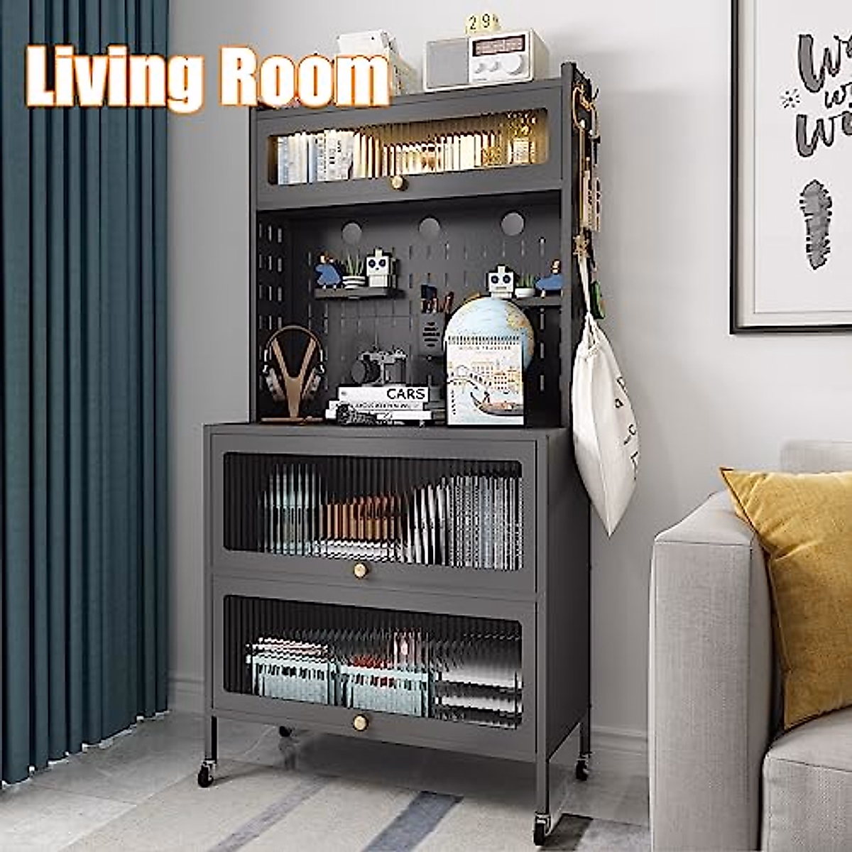 EURGANT Kitchen Storage Cabinets - Bakers Rack Countertop, Microwave Oven Shelf Cabinet, Storage Organizer with Flip Doors for Kitchen Hutch, Home, Office, Pantry, Garage