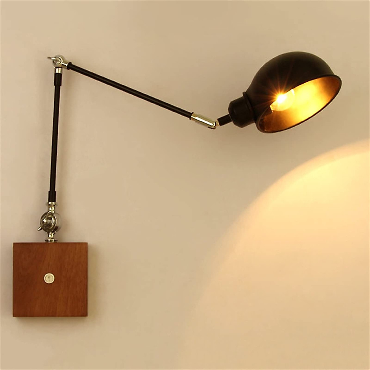 CONXEN Bedroom Wall Lights, Wall Sconces, Industrial Swing Arm Wall Lamp Wall Sconce Lighting Wall Light Fixtures Plug in Cord with On Off Switch Base Compatible with Indoor and Bedroom