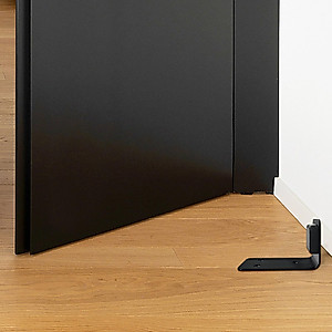 90° Stainless Steel Sliding Door Hardware Door Stop,2pcs Sliding Barn Door Bottom Floor Guide with Mounting Screws (Black)