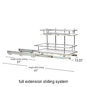 Household Essentials Glidez Chrome-Plated Steel and Faux Marble Pull-Out/Slide-Out Storage Organizer for Under Sink or Cabinet - 2-Tier Design - Fits Standard Size Cabinet or Shelf, White and Chrome