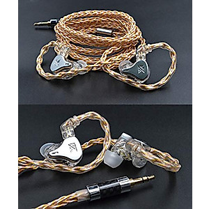 KZ Gold Silver and Copper Mixed (784 cores) Upgrade Cable, HiFi Audio 0.75MM 2PIN Replacement IEM Earbuds Wire Compatible with C PIN Headphone