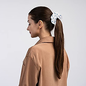 10pcs Cute Plaid Hair Ties Printed Hair Scrunchies Ponytail Holder Colorful Hair Elastics Bands Hair Accessories for Women Girls (Blue)