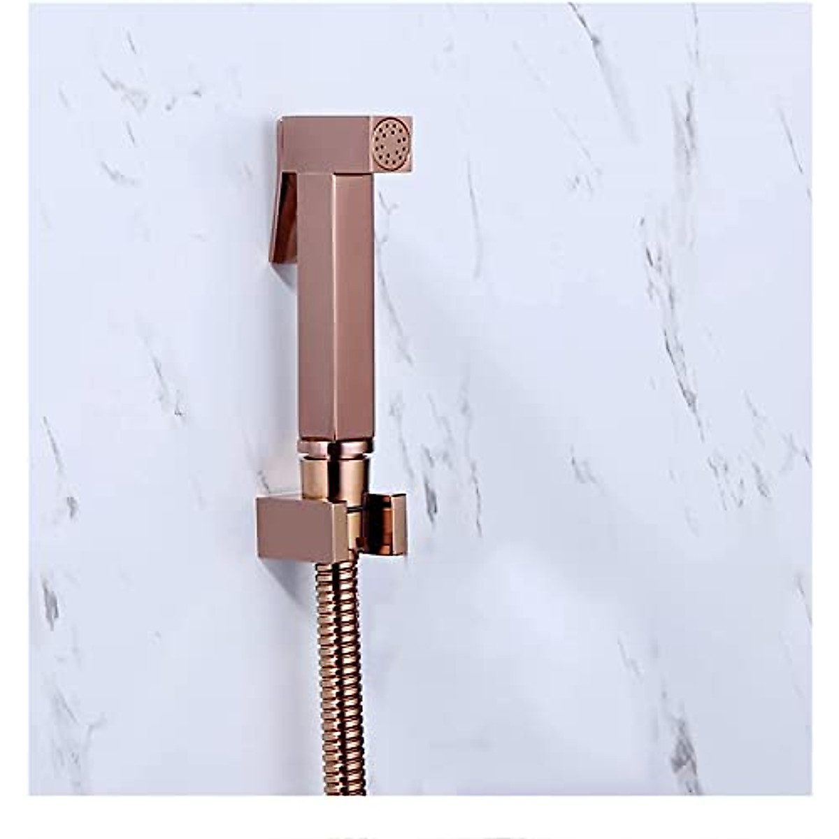 MINJING Bidet Sprayer, Single Cold Rose Gold Solid Brass Toilet Douche Kit Shattaf Shower Head Copper Valve Faucet Set,C Set