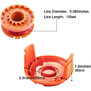 WA0010 String Trimmer Spool Line for Worx , Edger Spool Compatible with Worx trimmer spools Weed Eater String, 0.065 inch 10ft Autofeed Replacement spool Line for WA0010 Electric Weed Whacker Eater