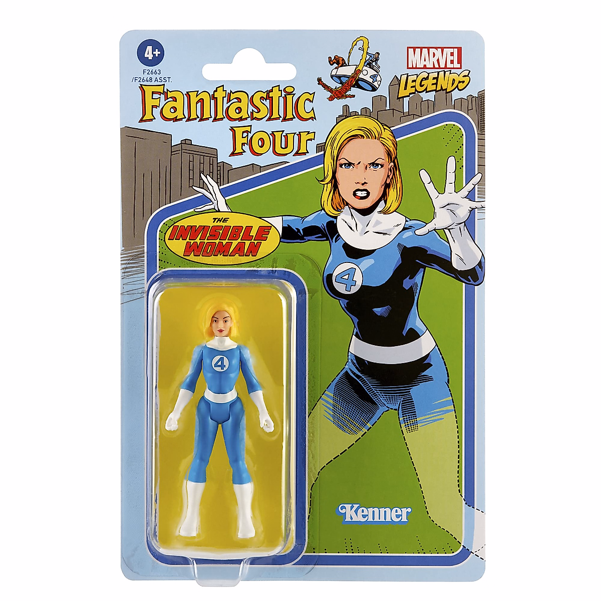 Marvel Hasbro Legends 3.75-inch Retro 375 Collection Invisible Woman Action Figure Toy, Blue