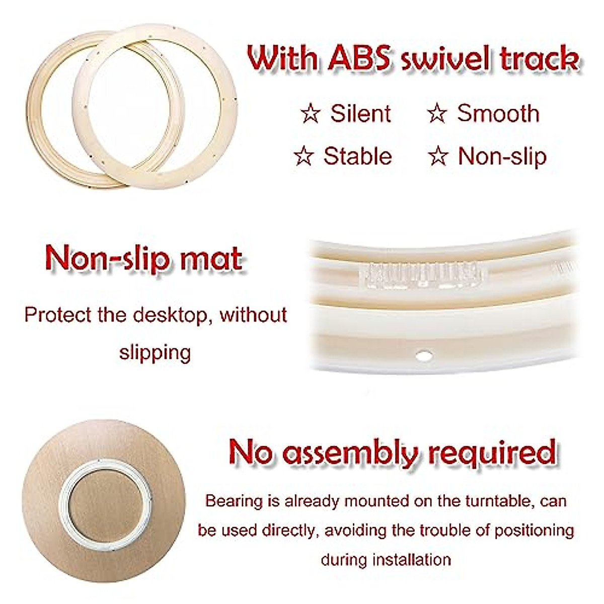 Lazy Susan Tabletop Wooden Turntable 20 24 28 32 36 39 Inch, 360 Degree Smooth Rotation Round Rotating Tray, Easy To Share Food Dining Table Rotating Plate