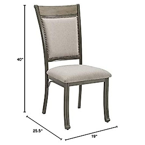Powell Pewter Metal and Rustic Wood Side 2 Pack (2 Chairs) Franklin Dining