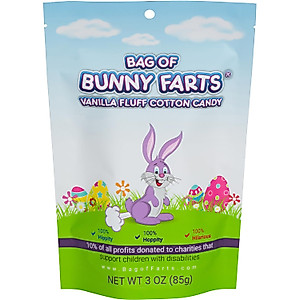 Bag of Bunny Farts Vanilla Cotton Candy Funny Easter Basket Stuffer for All Ages Unique Birthday for Friends, Mom, Dad, Girl, Boy Gag Gift, 3 ounces / 1 pack
