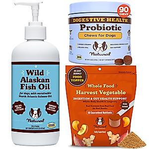 Natural Dog Company Digestive Health Bundle with Probiotics, Omega-3 Fish Oil & Fiber-Rich Superfood Granules for Gut Health, Immune Support, and Healthy Coat - All-Natural Ingredients for Dogs
