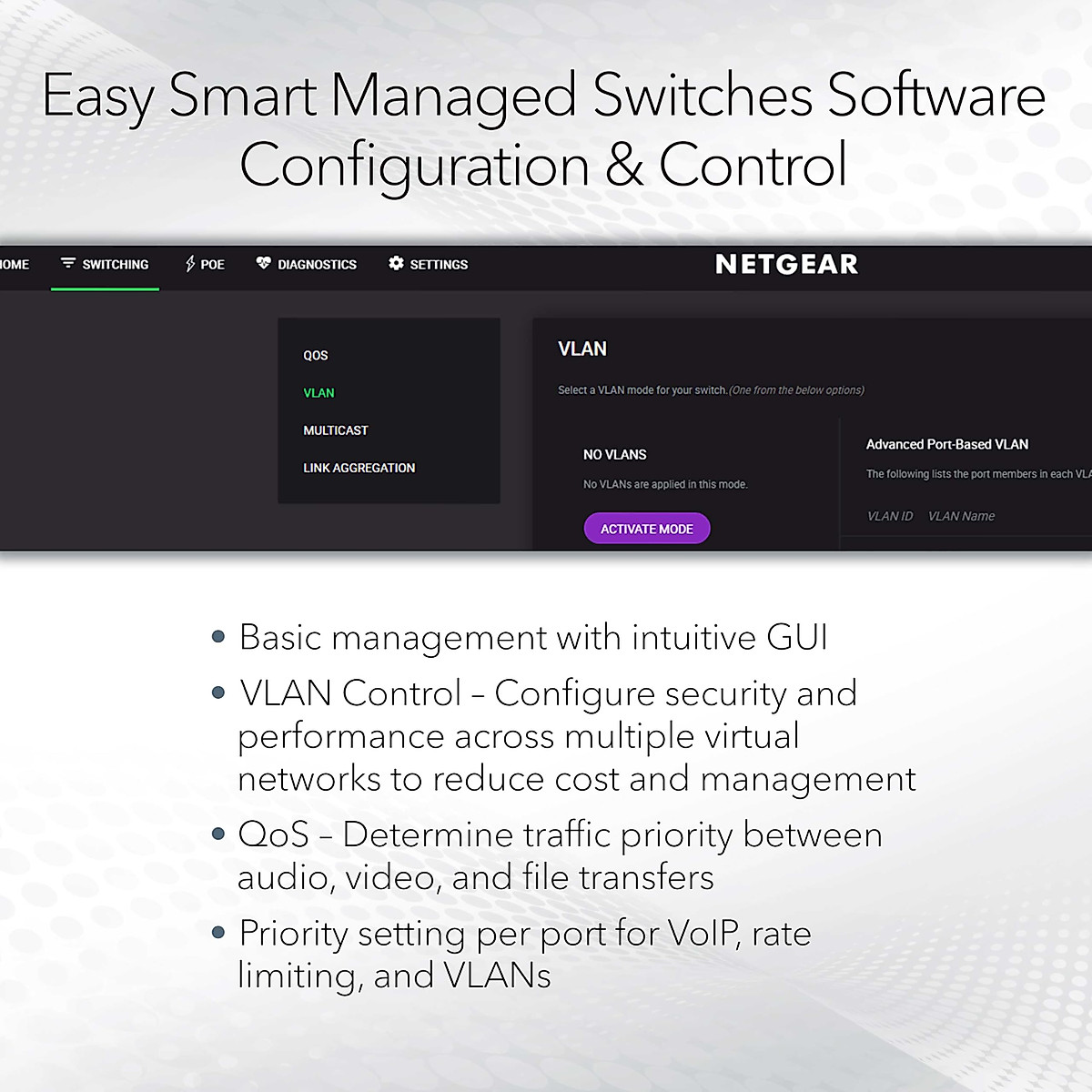 NETGEAR 5 Port PoE Gigabit Ethernet Easy Smart Managed Essentials Switch (GS305EP) - with 4 x PoE+ @ 63W, Desktop or Wall Mount