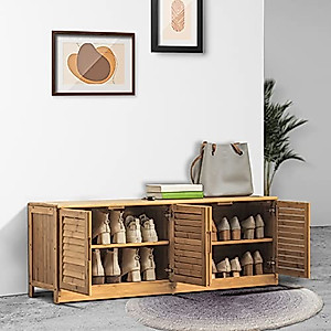 MoNiBloom Bamboo Shoe Cabinet, Bamboo 2 Tier Shoe Shelf Organizer ...
