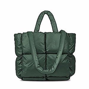 SADDROP Handbags for women,handbags,Large Puffer Tote Bag, Hobo bags for women，Trendy tote bag (Green)
