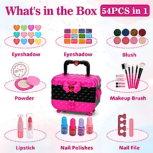 Kids Makeup Kit Girl Toys - Washable Makeup Kit for Kids Real Make up Set Little Girls Makeup for Kids Children Princess Toddlers Christmas Birthday Gift Presents Toys for Girls 3 4 5 6 7 8 Year Old