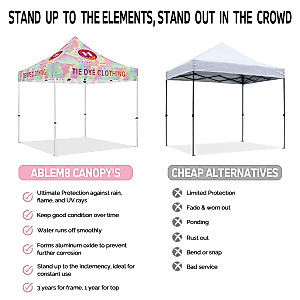 ABLEM8CANOPY Custom Canopy Tent 10x10 with Logo, Personalized Pop Up Canopy Tent with Optional Walls for Business Events, Trade Shows, Farmers Market, Roller Bag Included(TIE DYE)