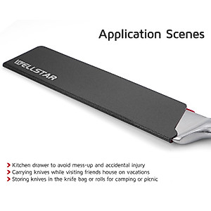 WELLSTAR Knife Edge Guards Set, 5 Piece Universal Blade Covers, BPA Free ABS Protective Blade Sheaths, Non-Scratch Felt Lining Kitchen Knives Covers (Knives not included)