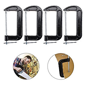 Tysun 4 Pcs 6 Inch C Clamp Set, Up to 6 Inch Jaw Opening, 2-5/8 Inch Throat Depth Heavy Duty C-Clamps for Woodworking Welding and Building