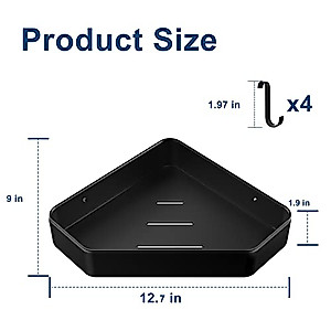 Corner Shower Caddy Organizer, 2 Pack Shower Shelves for Inside Shower, Adhesive Bathroom Wall Shower Organizer Accessories, Space Aluminum Corner Shower Shelf with 4 Hooks