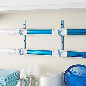 Okuna Outpost Set of 4 Pole Hanger Hooks for Pool Supplies, Lightweight Garden Tools (Blue)