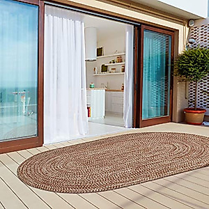 SUPERIOR Kinallen Reversible Braided Oval Indoor/Outdoor Area Rug, 8' x 10', Brick-White