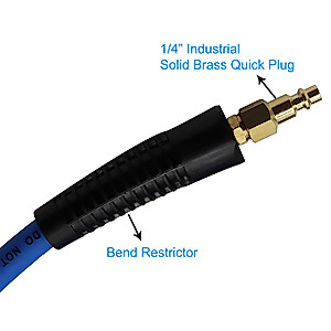 YOTOO Hybrid Air Hose 3/8-Inch by 100-Feet 300 PSI Heavy Duty, Lightweight, Kink Resistant, All-Weather Flexibility with 1/4-Inch Industrial Quick Coupler Fittings, Bend Restrictors, Blue